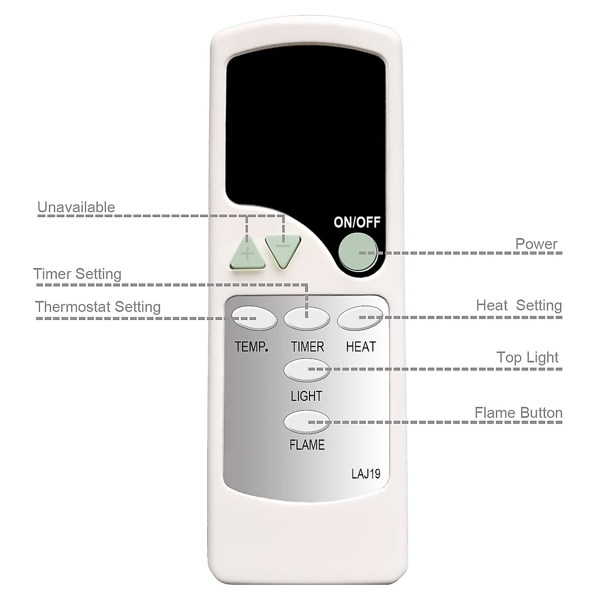Replacement Remote Control for Valuxhome Luxey42 Luxey50 Luxey50WH Luxey60 Luxey72 Luxey90 Fireplace Heater