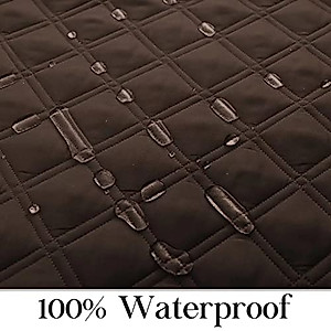 TOMORO Non-Slip Loveseat Recliner Cover, 100% Waterproof Quilted Recliner Chair Slipcover Furniture Protector with Pockets, Washable Couch Cover with Elastic Straps for Kids and Pets