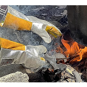 SpecxArmor® Graywolf® Kevlar Aluminized Heat Resistant Welding Glove/Large/1472°F │Fire Gloves│Kevlar Gloves│High Heat Gloves │Foundry Gloves │