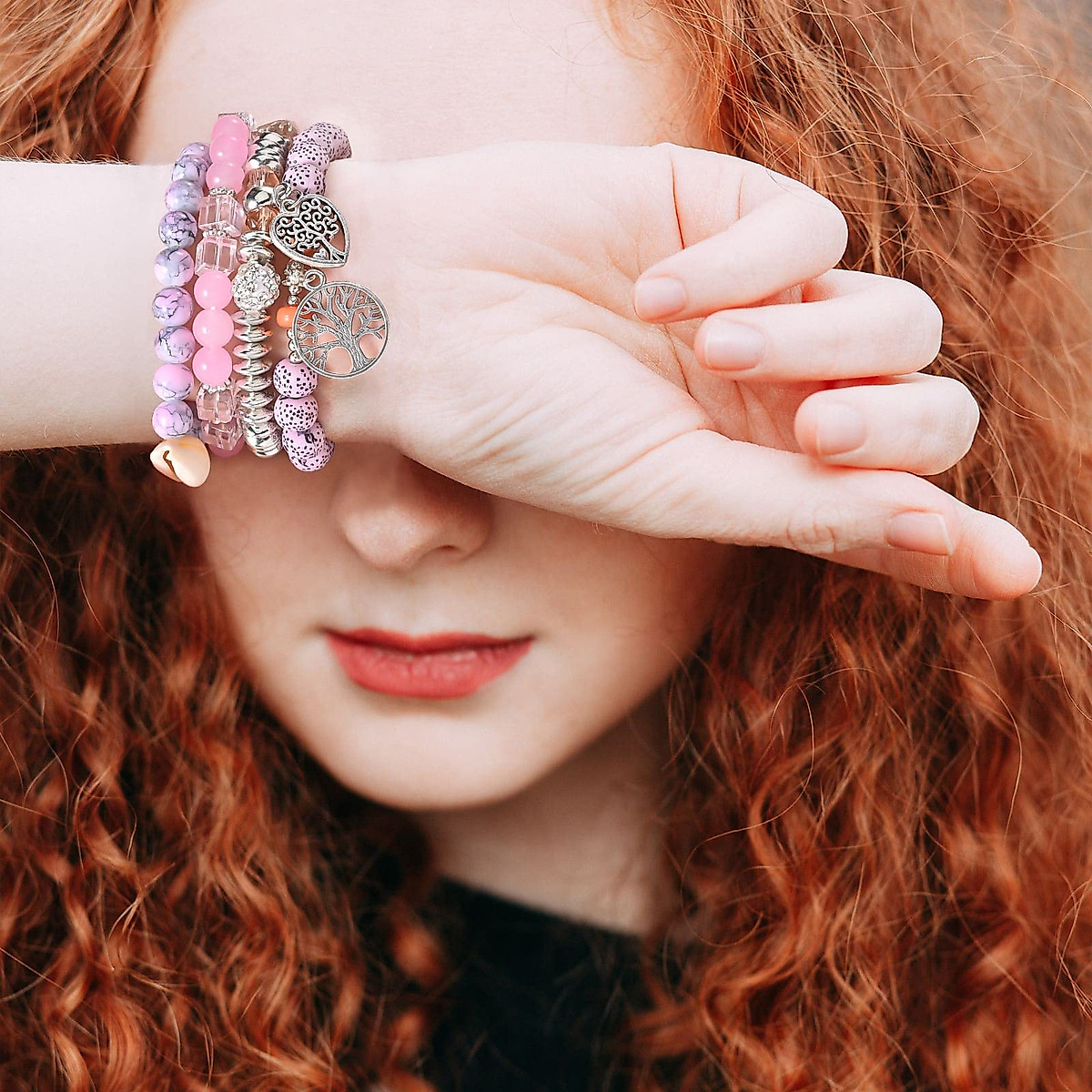 Bohemian Bracelet Sets for Women - 6 Sets Stackable Stretch Bracelets Multi-color Boho Jewelry for Women Hippie Bracelets Dainty Jewelry Best Friend Gift (Tree of Life Bead Bracelets)