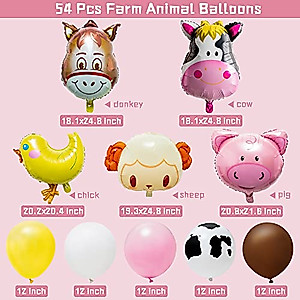 54Pcs Farm Animal Pattern Balloon Decorations Cow Sheep Piglet Yellow Chicken Donkey Farm Animal Print Balloon Farm Theme Birthday Party Baby Shower Supplies Family Photo Booth Courtyard Decoration