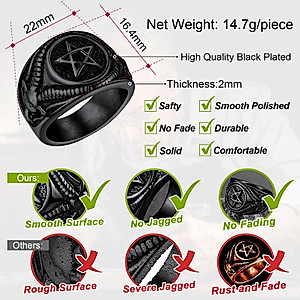 Baphomet Goat Biker Signet Rings Women Black Stainless Steel Satan Inverted Pentacle Pinky Finger Jewelry