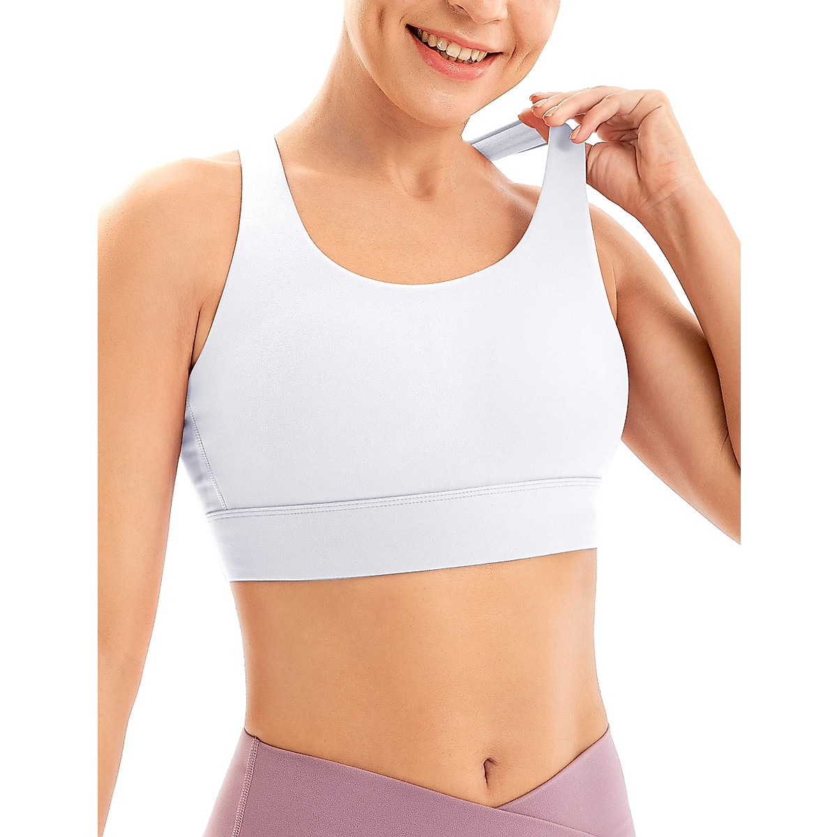 IUGA White Sports Bras for Women High Support Large Bust High Impact Womens Sports Bras Strappy Padded Sports Bra