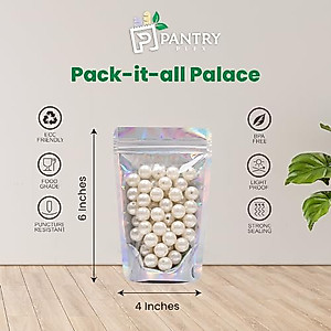 4" x 6" Sleek Holographic Mylar Bags – Transparent Front, Resealable – Ultimate Candy Bags, Mylar Bags for Food Storage, & Small Business Packaging Supplies (100 Pack)