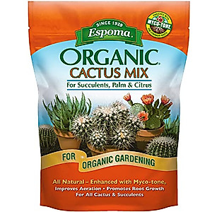 Espoma Organic Cactus Potting Soil Mix, Natural & Organic Soil for Cactus, Succulent, Palm, and Citrus Grown in containers Both Indoors and Outdoors, 8 qt, Pack of 2