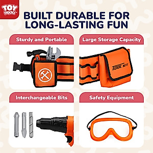 TOY Life Kids Tool Set with Kids Tool Belt & Toy Drill, Toddler Tool Set for Kids Pretend Play, Toy Tools Construction Tools Halloween Tool Costume Kids Tool Kit for Boys Girls 3 4 5 6 7 8 Years Old