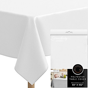 Grandipity Rectangle Tablecloth (White Tablecloths 60" x 102") - Polyester Tablecloth - Stain & Wrinkle Resistant Washable Polyester Tablecloths Decorative Cloth Table Cover (1 Pack)