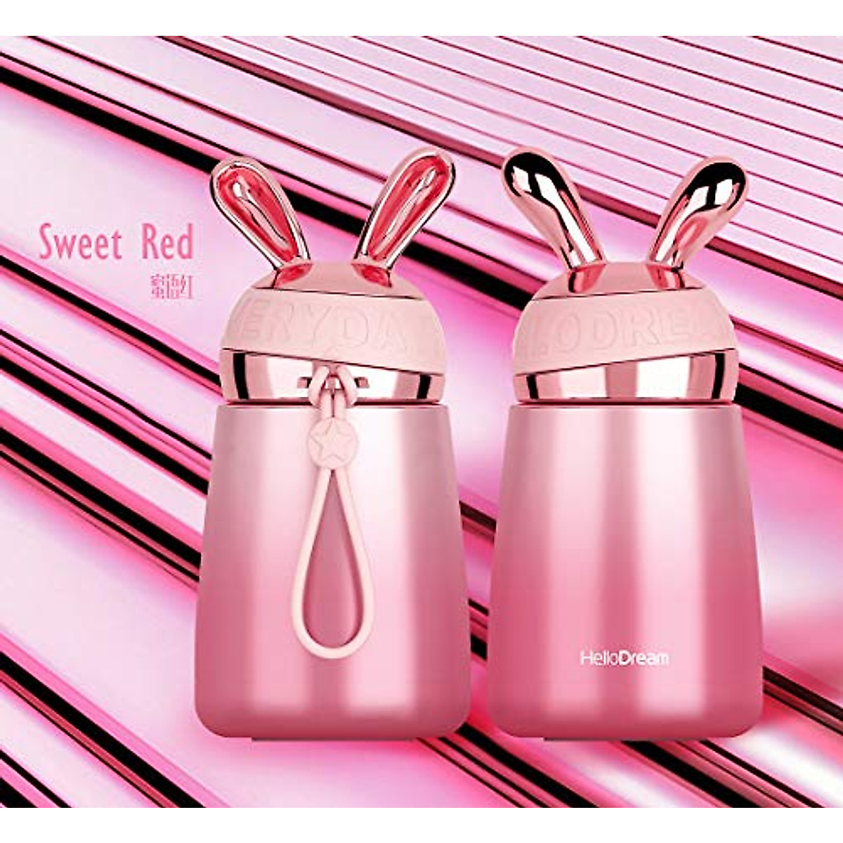 AINAAN Double Stainless Steel Vacuum Girl Thermos Coffee Cup Durable Leakproof BPA Free Travel Office School （Pink