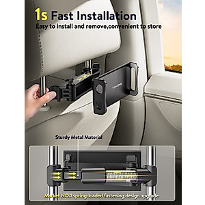 Tryone Car Headrest Tablet Holder Mount Stretchable Backseat Tablets Stand for Kids, Car Seat Mounts Compatible with iPad Pro 12.9 Air Mini, iPhone, Galaxy Tab, Switch, All 4.7-12.9" Screen Devices