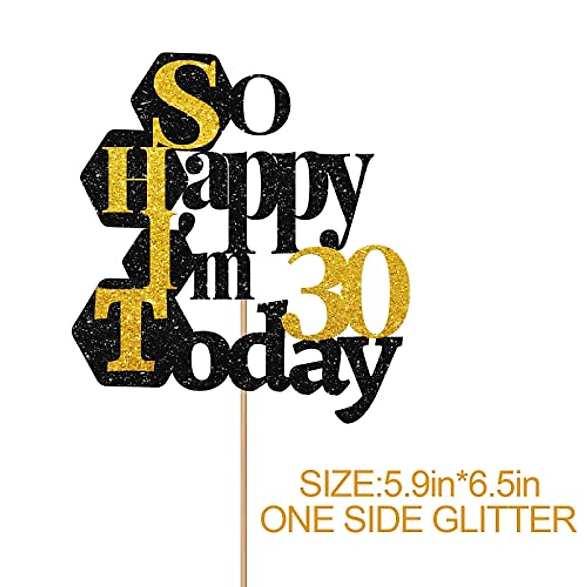 Gold So Happy I'm 30 Today Cake Topper for Birthday Party Decor, Glitter Happy 30th Bithday/Cheers to 40 Years Old Themed Birthday Party Decorations