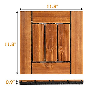 Natural Oak Wood Interlocking Deck Tiles 27pcs Outdoor Spliced ​​Solid Wood Flooring,Waterproof Flooring Tiles for Patio Porch Poolside Balcony Backyard (Model 1)