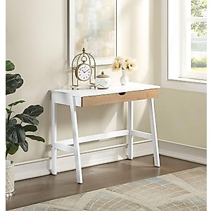 Daesar Writing Computer Desk with One Drawer in White/Natural