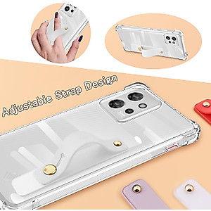 ZHIYIWU Designed for Moto ThinkPhone 5G Phone Case with Wristband Kickstand Ring Stand Clear Holder Kickstand Slim Transparent Soft Silicone TPU Shockproof Anti-Scratch Protective Cover - Clear