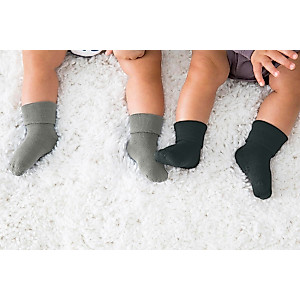 Babysoy Unisex Baby Grip Socks with Non-Skid Soles – Toddler Grip Socks for Infants – Non-Slip Baby Socks with Grips – Anti-Slip Ankle Socks for Crawling- Pack of 4s (0-6 Months, Pirate/Thunder)