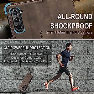 Peenpunk Galaxy Z Fold 5 Case, Leather Galaxy ZFold5 Wallet Case with Card Holder Flip Kickstand Magnetic Case Compatible with Samsung Z Fold 5 5G (Coffee)