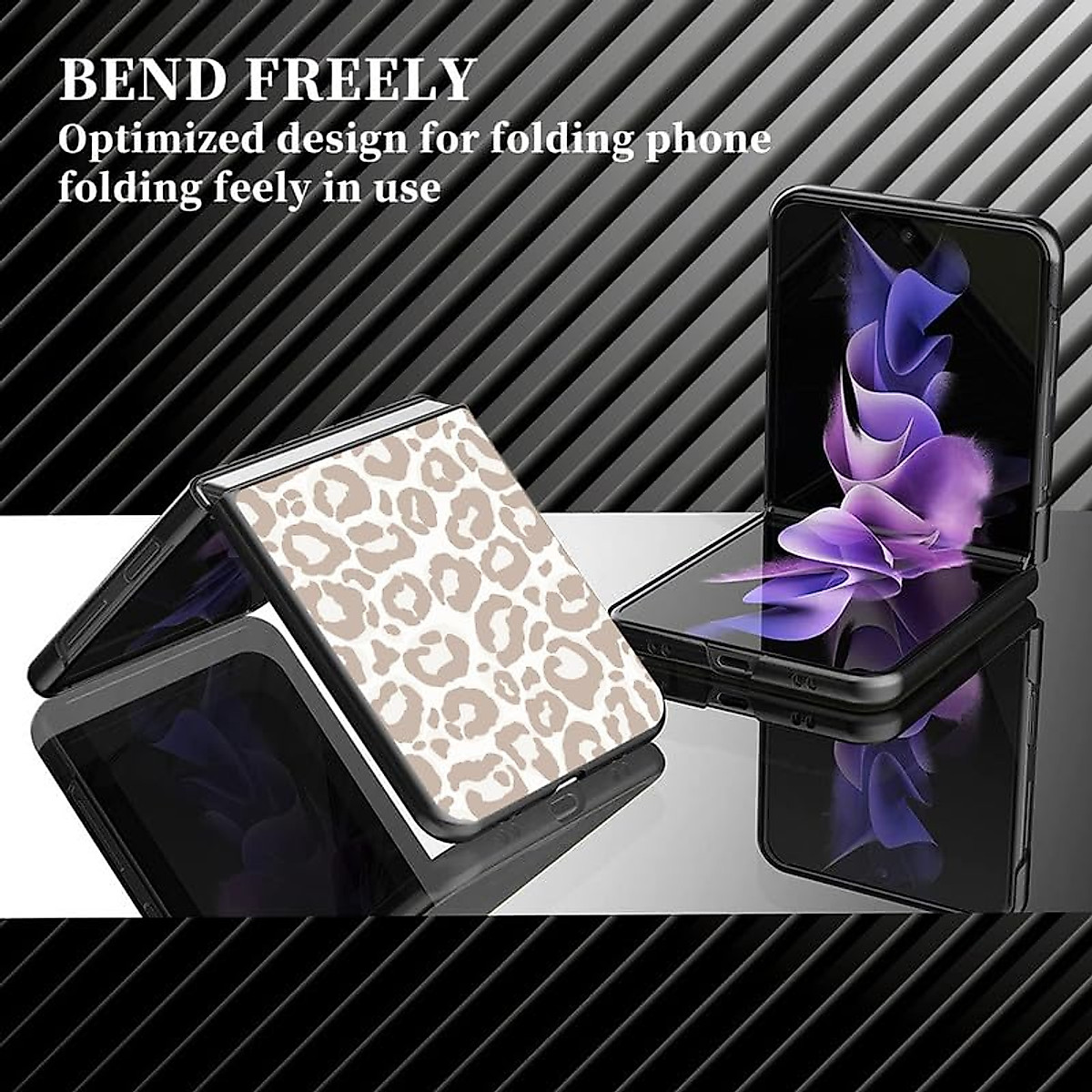 FUYOCWE for Samsung Galaxy Z Flip 5 Case,Leopard Cheetah Print Pattern Cover for Women Men, Slim Fit Lightweight PU Leather Hard PC Folding Phone Case for Samsung Galaxy Z Flip 5 5G 2023