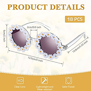 Yunsailing 18 Pcs Retro Flower Sunglasses for Women Cute Daisy Sunglasses Festival Sunglasses Floral Party Sunglasses Outdoor Beach Eyewear Glasses for Women Festival Gifts Accessories