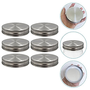 Yardwe Tiered Dessert Stand 6pcs Mason Canning Jar Lids Regular Mouth Reusable Leakproof Split-type Silver Lids with Silicone Seals for Food Storage Airtight Canning Jar Cap Cover