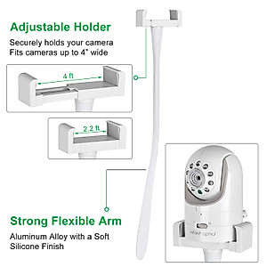iTODOS Baby Monitor Mount Camera Holder Compatible with Nanit Pro Smart Baby Monitor & Flex Stand Baby Monitor,Infant Optics DXR 8 and Other Baby Monitors,Attaches to Crib Cot Shelves or Furniture