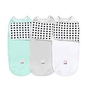 Nanit Breathing Wear Swaddle 3-Pack â€“ Works Pro Baby Monitor to Track Breathing Motion, Like Your Hand On Their Heart from Anywhere, 100% Cotton, Size Small, 0-3 Months, Multi-Color