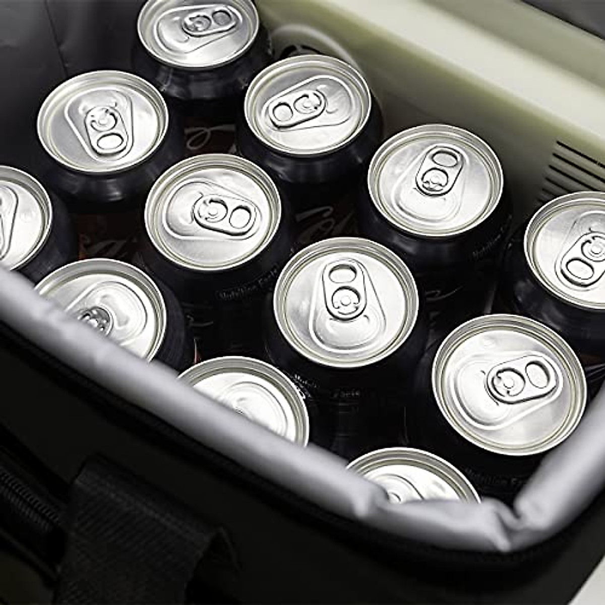 RoadPro RP5370 12-Volt Soft Sided Cooler Bag - Portable Camping 12V Electric Cooler for Camping Tailgating Traveling (15 Liter Capacity) - Black & Gray