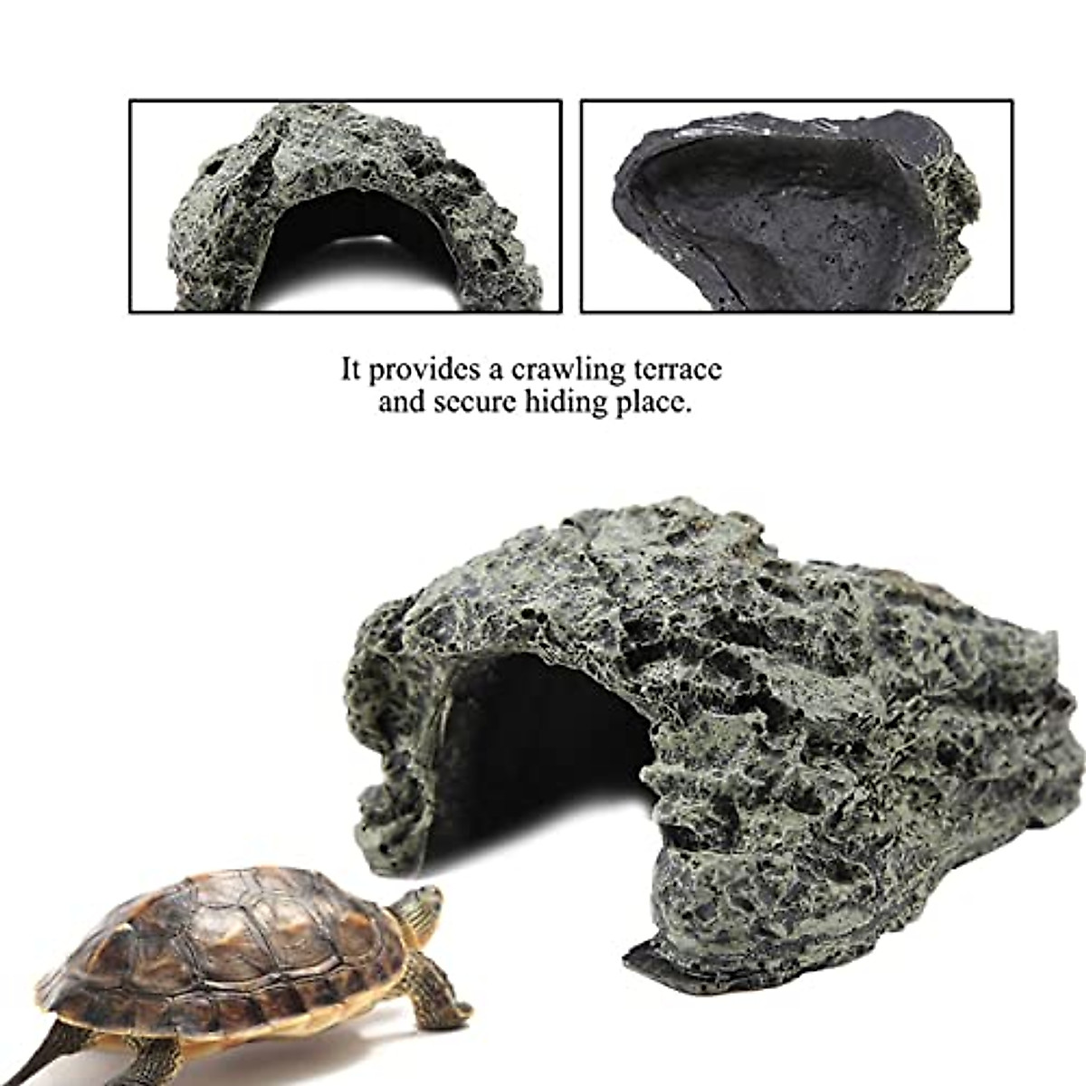 ciciglow Fish Hiding Cave Aquarium Turtle Reptile Basking Hide Habitat Shelter,Reptile Cave Huts Hideouts Place, for Aquarium Terrarium Decoration Ornament, High Simulation (Medium Turtle Cave)