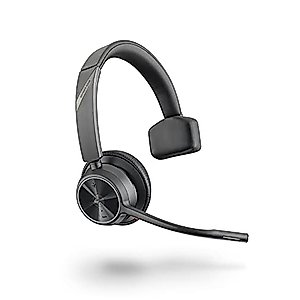 Poly (Plantronics + Polycom) Voyager 4310 UC Wireless Headset (Plantronics)-Single-Ear Headset w/Mic-Connect to PC/Mac via USB-A Bluetooth Adapter,Cell Phone via Bluetooth,Black,218470-02