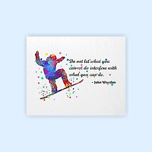 Dignovel Studios 13X19 Unframed Snowboard Sports Do Not Let What You Cannot Do Interfere Quotes Watercolor Art Print Inspirational Wall Art Housewarming Office Home Decor DN557