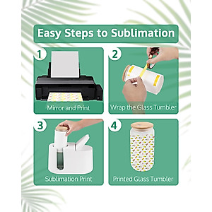 OFFNOVA 8 Pack Sublimation Glass Tumblers with Bamboo Lid and Straw, 16oz Frosted Beer Can Sublimation Tumbler Blanks Mason Jar Cups for Iced Coffee, Soda, Juice