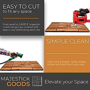 Interlocking Deck Tiles 24 x 12 Long Boards Snap Together Wood Flooring - Acacia Hardwood Outdoor Flooring for Patio - Floor Decking Tile, Waterproof Balcony Flooring 12 Sq Ft (1 Pack (6 Pieces))