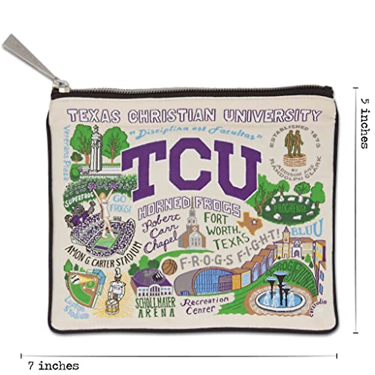 Catstudio Texas Christian University (TCU) Collegiate Zipper Pouch Purse | Holds Your Phone, Coins, Pencils, Makeup, Dog Treats, & Tech Tools