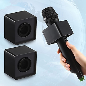 4 Pcs Microphone Flag Station Portable Square Cube Shaped Mic Flags ABS Foam Microphone Flag Microphone Accessories for Interview KTV Reporter Host (White, Black)