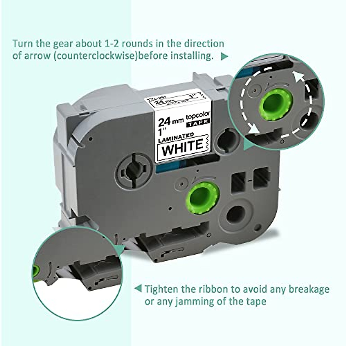 Topcolor 6-Pack Tz 24mm 0.94" Label Tape Laminated Compatible for Brother TZe-151 TZe-251 TZe-451 TZe-551 TZe-651 TZe-751 PTouch Tze 1 inch Tape for PTD610BT PTD600 PTP710BT PTP750W PTP910BT PTP700