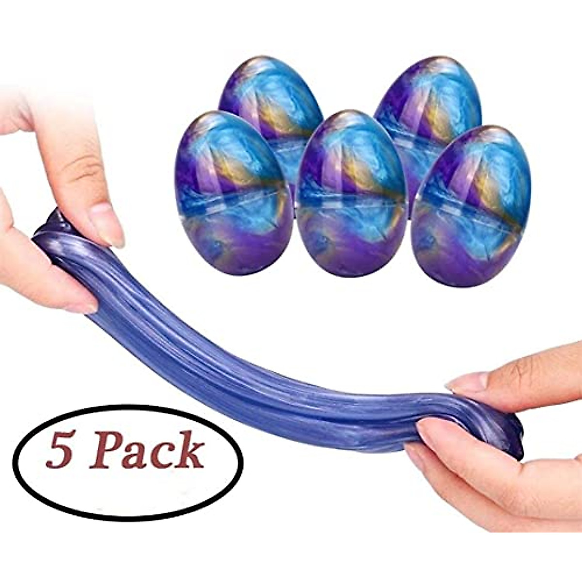 Anditoy 5 Pack Slime Eggs Stress Relief Toys Easter Eggs for Kids Boys Girls Easter Basket Stuffers Gifts Party Favors(Blue+Purple+Gold)