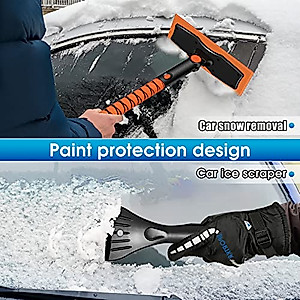 Ice Scrapers Extendable Snow Brush for Car Windshield, 35.8" Upgraded Snow Scraper Snow Ice Removal Broom with Anti-Slip Long Handle, Extra Reinforced Ice Snow Sweep Snow Cleaner for Car, Truck, SUV