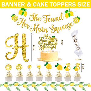 Fiesec Lemon Bridal Shower Decorations, She Find Her Main Squeeze Bachelorette Party Decorations Backdrop Balloon Garland Glitter Banner Tablecloth Cake Cupcake Topper Sash Ring Gold Yellow