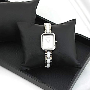 SYBL 6 Pcs Black Leather Watch Pillow Bracelet Pillow Display Jewelry Display Pillow Bracelet Bangle Cushions Jewelry Organizer Holder 3.1 x 3.5 Inch