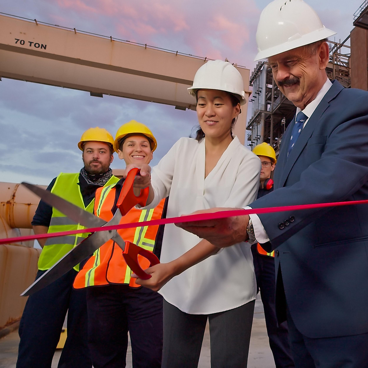 YARRD Grand Opening Ceremony Kit – 25" Giant Red Scissors with Red and Gold Satin Ribbons Grand Opening Ribbon Cutting Ceremony Kit for Special Events Inaugurations and Ceremonies
