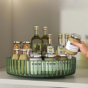 2 Pack Lazy Susans Turntable Organizer for Countertop & Cabinet Pantry, Spinning Plastic Spice Rack with Raised Edge, Rotating 360° for Kitchen Organization Storage (11 inch & 8.6 inch)