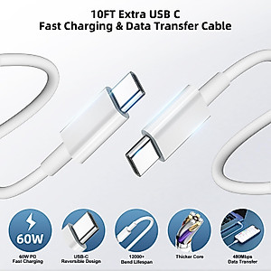 3-Pack 20W USB C Fast Charger for iPhone 15/15 Pro Max Charger for iPad Pro Charger with 10FT USB C to C Cable Fast Charging for iPhone 15 Pro/15 Plus//iPad Mini 6,iPad Air 5/4,iPad Pro 12.9/11/10