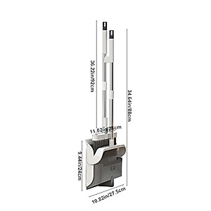 Broom with Dustpan Combo Set Brooms and Dustpan SetDouble-Layer Scraper Foldable Dustpan Non-Stick Hair Dustpan Sweeping Brooms 180-degree Rotatable Vertical Storage Broom Set Dust Pan and Broom Set