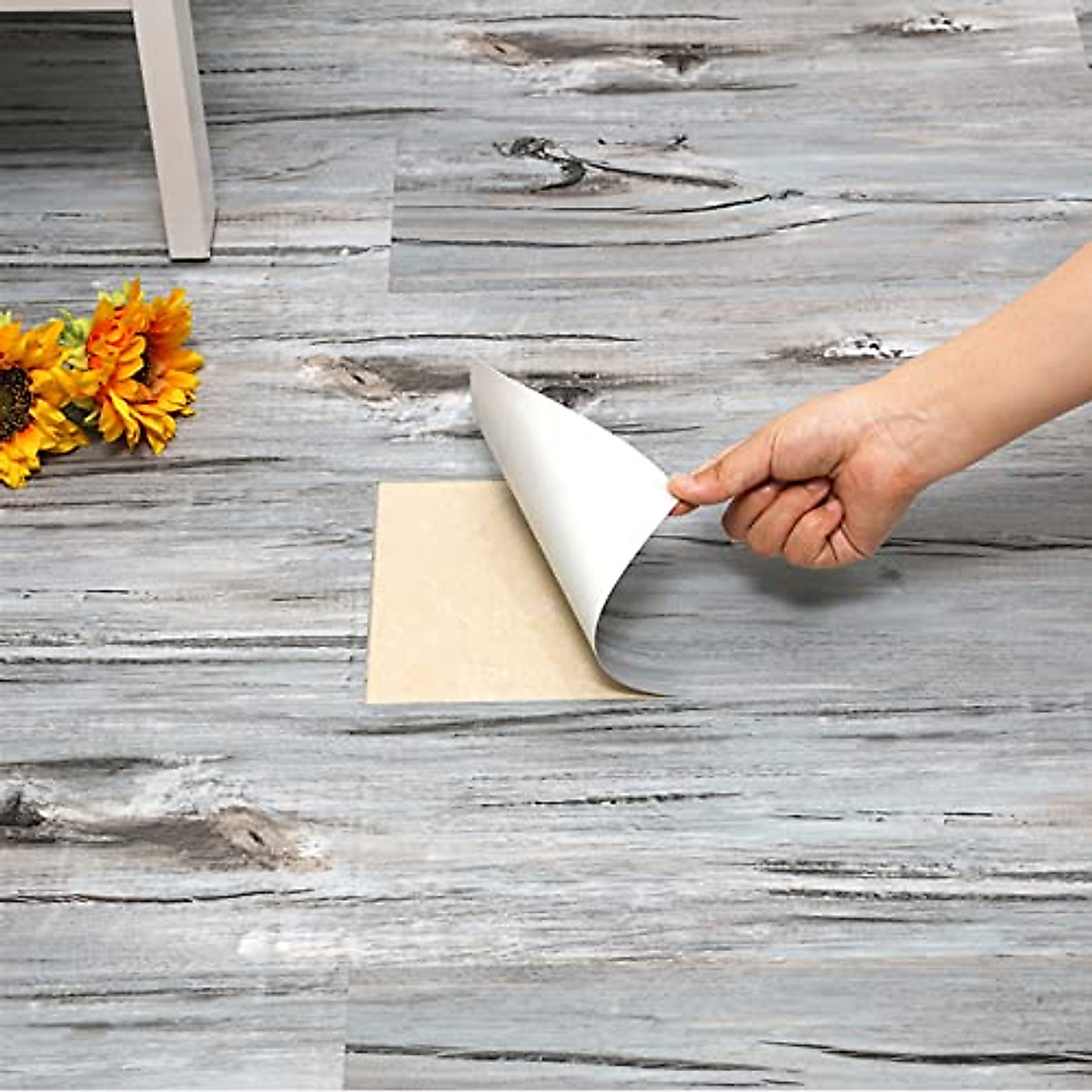 Peel and Stick Floor Tile Vinyl Flooring Peel and Stick Waterproof and Durable for Bathroom and Kitchen Self-Adhesive Vinyl Plank Flooring for DIY Installation 35 x 6 inch(10 PCS)