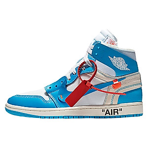 Nike Mens Air Jordan 1 X Off White NRG UNC White/Dark Powder Blue Leather Size 13