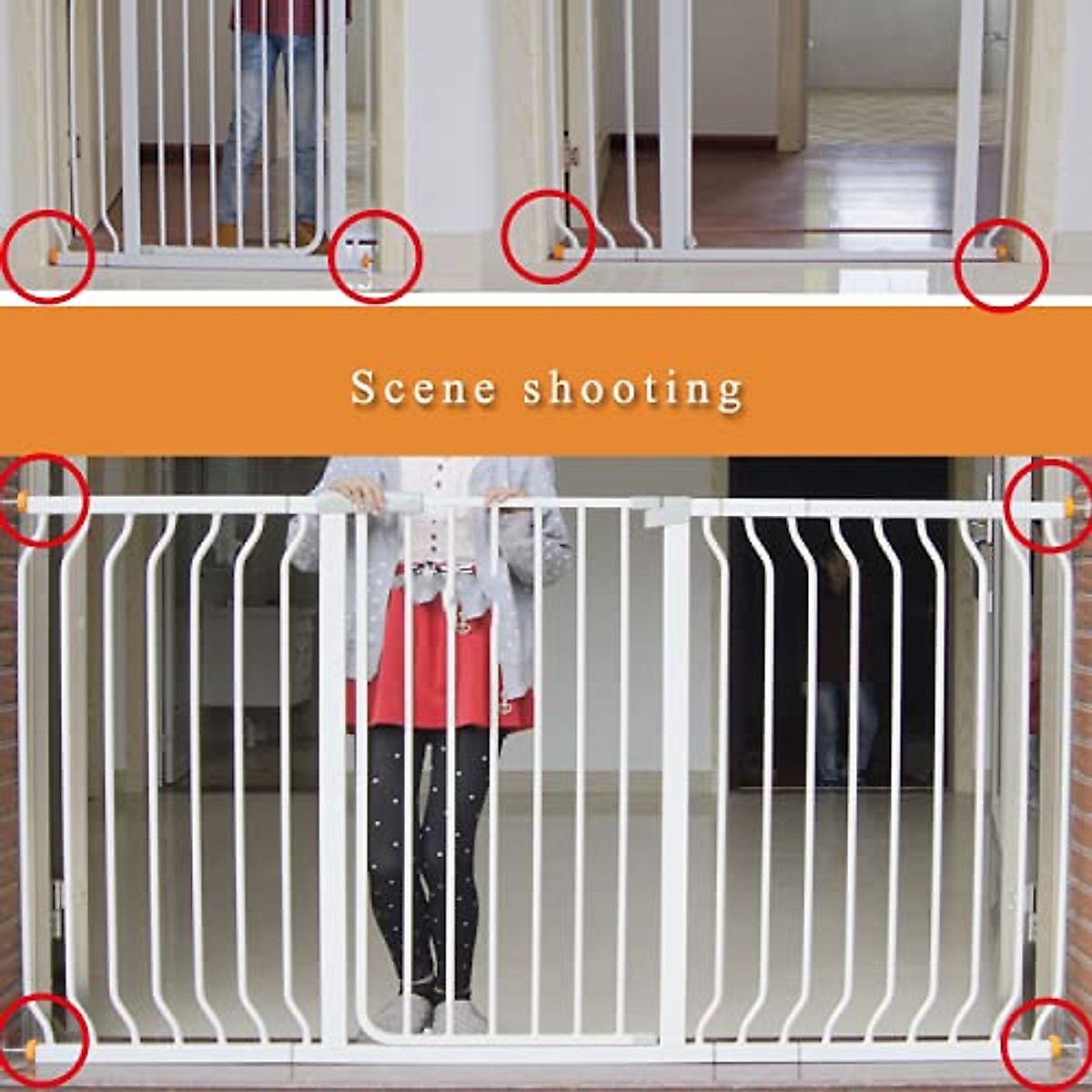 Pressure Baby Gates Threaded Spindle Rods, Walk Thru Gates Accessory Screw Bolts M10 x 80MM for Baby and Child Safety gate Stairway Barrier Pet Dog Isolation Fence 4 Pcs (Orange)