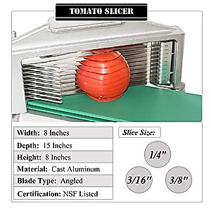 Caspian Tomato Slicer 3/16 inches Tomato Cutter Vegetable Slicer Knife with Built-in Polyethylene Slide Green Board for Commercial or Home Use, 1 Piece