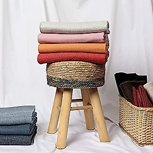 Junin Pride - Alpaca Wool Throw Blanket Woven Soft Warm Solid Color Design Peru 72" x 61" (Denim Blue)