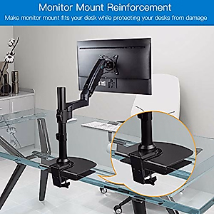 HUANUO Steel Monitor Mount Reinforcement Plate for Thin, Glass and Other Fragile Tabletop, Steel Bracket Plate Fits Most Monitor Stand C Clamp Installation