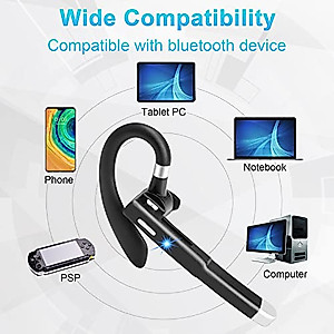 Daakro Bluetooth Headset with 500mAh Charging Case, Wireless Bluetooth Earpiece V5.1, Built-in Dual Mic Noise Cancelling 48H Playtime for Driving Business Office Compatible with Android/iOS/Laptop