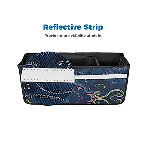 ISSYAUTO Walker Basket, Strap Mount Walker Cup Drink Holder with Two Split Board, Foldable Walker Storage Bag, Best Present for Family and Friends - Navy (Not Fit Rollator Walkers)