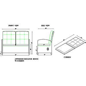 Alaterre Furniture Monaco All-Weather Outdoor Two-Seat Reclining Bench